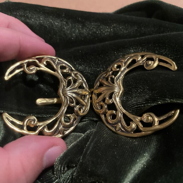 Moon Cloak Cloakclasp Double Moon Cape Closure, Fibula, Penannular - Etsy