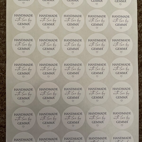 Personalised Handmade With Love Stickers - Hand Made Business Stickers ...