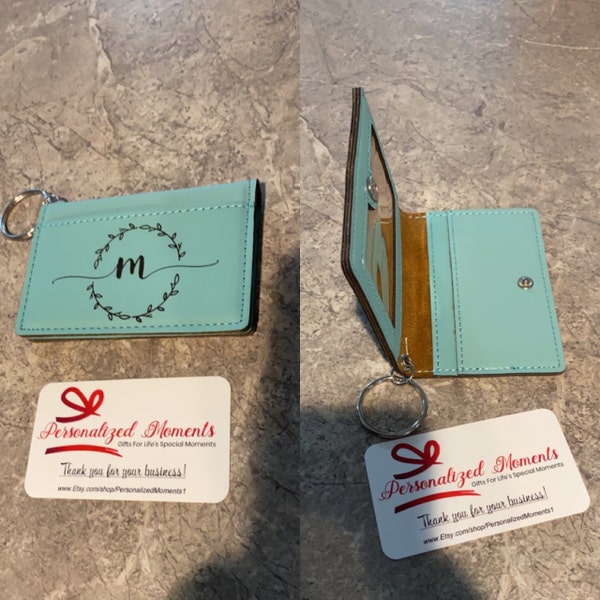 Personalized Keychain Wallet, Custom ID Holder, Leather Wallet, Gift ...