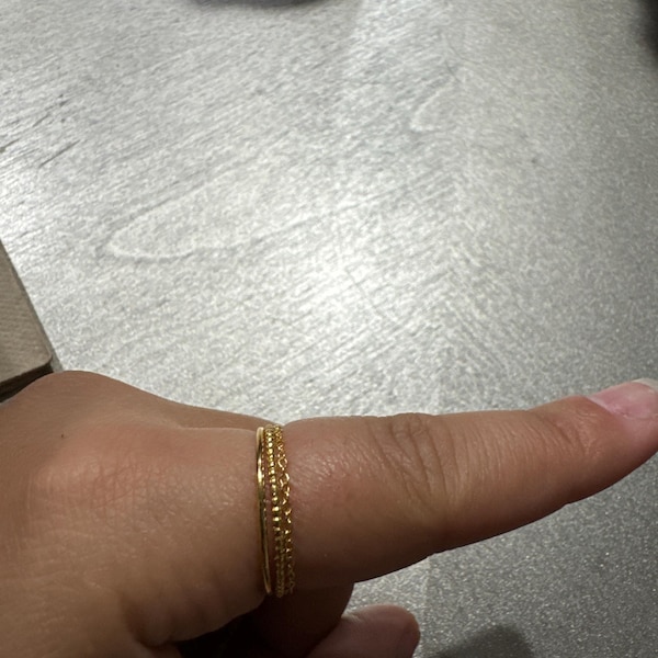 Skinny Textured Ring Set by Caitlyn Minimalist • Set of 3 Dainty Stacking Rings for Everyday ...