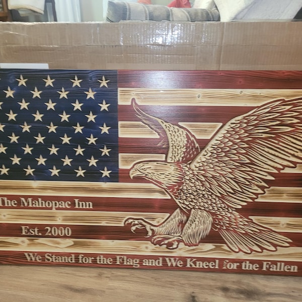 Wooden Bald Eagle Flag Sign USA - Etsy