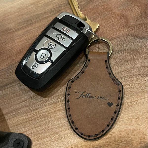 Personalized Leather Keychain: Custom Engraved Shield Key Fob - Etsy