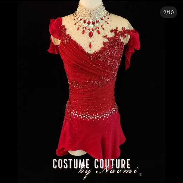 White and Gold Figure Skating Competition Dress, Rhinestone Competition ...