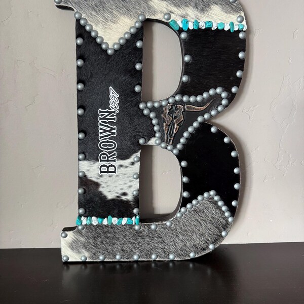 Cowhide Letters 18” - Personalized Western Wall and Shelf Decor *made ...
