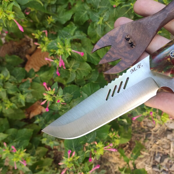 BUSH PRO Premium Scandi Bushcraft Knife & Fire Starter Leather Sheath ...