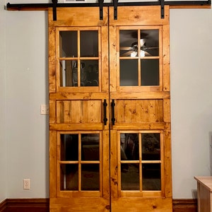 Custom 8 Pane Window Barn Door, 98 X 50, Dark Walmut and Gray - Etsy