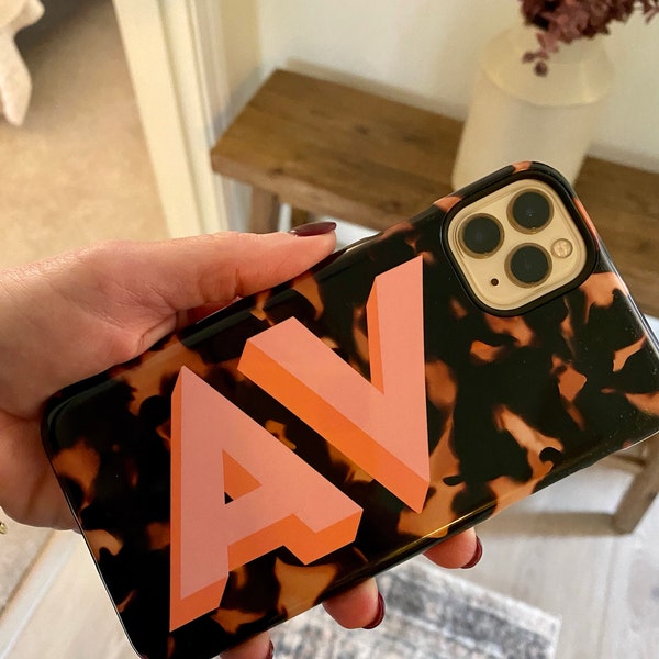 Monogram Tortoise iPhone Case Personalized Large Initial iPhone 16 Case ...