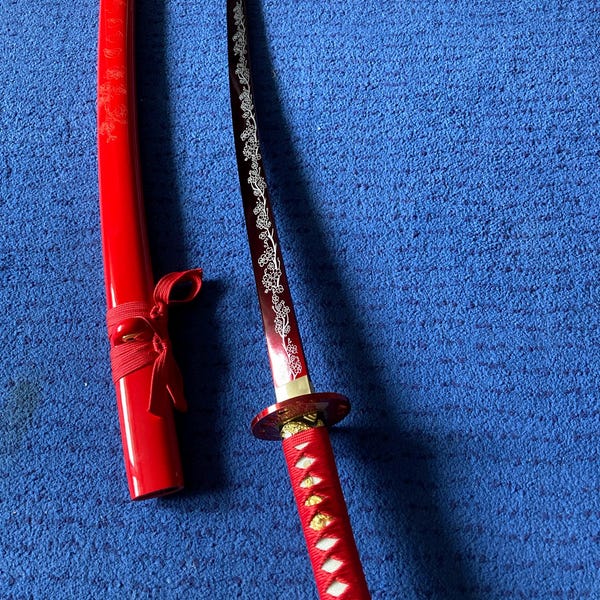 Handmade Chokuto Ninjato Straight Sword Folded Damascus Steel Blade ...