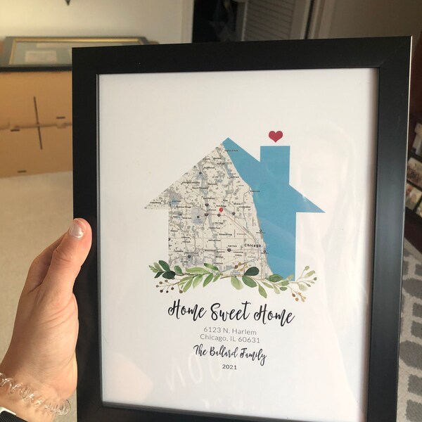 New Home Gift, Housewarming Gift for Couple, New House Map, First Home ...