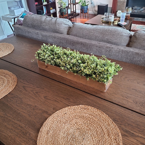 Rustic Planter Box Centerpiece With Greenery, Farmhouse Table ...