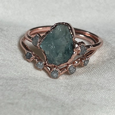 Raw Herkimer Diamond Ring Raw Crystal Engagement Ring Unique - Etsy