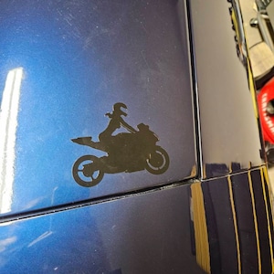 Lady Biker Riding Vinyl Decal - Etsy