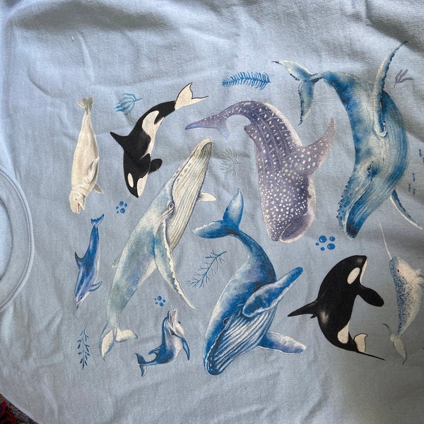 Watercolor Whale Sweater Trendy Ocean Crewneck Aesthetic Whales Crew ...