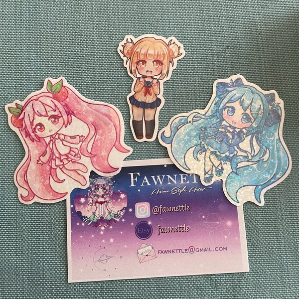 Vocaloid Chibi Miku, Rin, and Len Stickers [cute Kawaii Anime Laminated ...