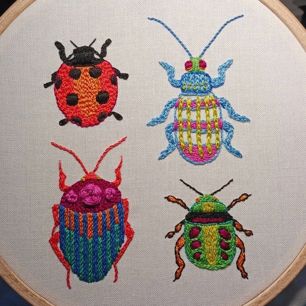 Colorful Bug Sampler DIY Hand Embroidery Kit "beetle Collection ...