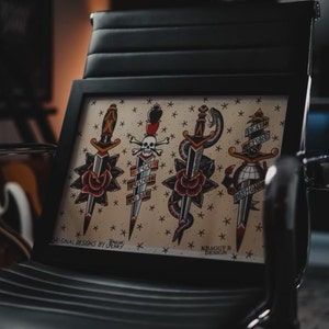 Hot Fuzz Traditional Tattoo Flash Sheet Tattoo Print Gift - Etsy