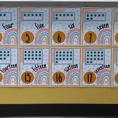 Modern Boho Rainbow Classroom Number Posters - Etsy