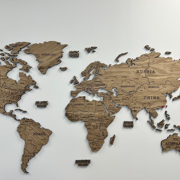 Wooden World Flags (346 Pieces) Stickable - Countries, States - Push ...
