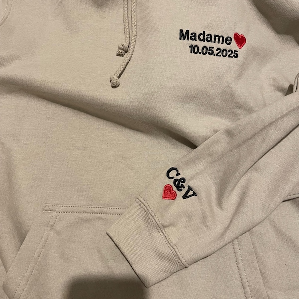 Sweat à capuche broderie pour couple, sweat avec phrase, sweat st ...