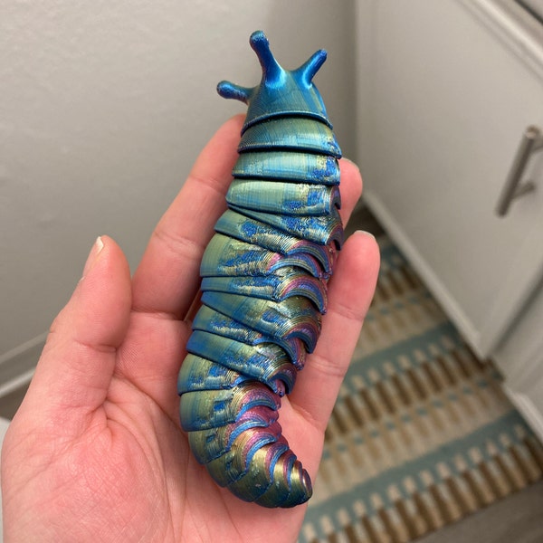 3D Printed Articulated Fidget Slug | Rainbow Color Available ...