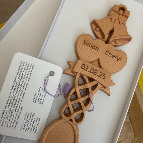 Celebratory Welsh Love Spoon Wooden Lovespoon Engraved - Wedding Love ...