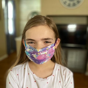 QUICK SHIP Pleated Reusable Face Mask Rainbow Unicorns in | Etsy