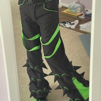 Spikey Pants : Black Trousers With Soft Spikes, UV Lime Piping and ...