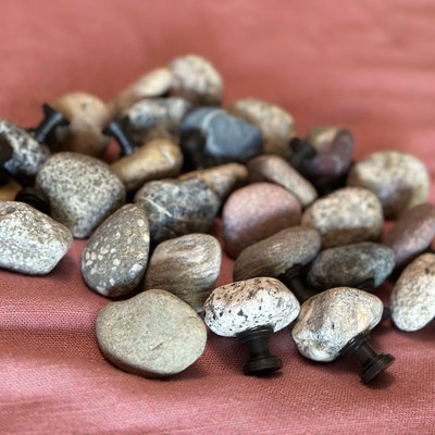 Gemstone Marble Cabinet Knob Pair Moss Agate and Banded Green Jasper - Etsy