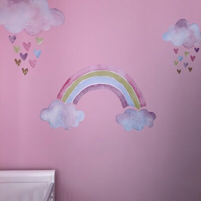 Watercolour Rainbow Wall Sticker, Rainbow Wall Decal, Rainbow Room ...