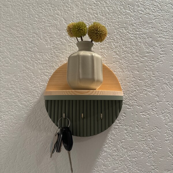 Walnut & Black Key Holder for Wall, Entryway Decorative Wooden ...