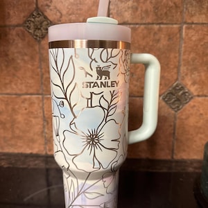Engraved 40oz Tumbler Fanley 40oz Tumbler Floral Tumbler Leaf Foliage ...