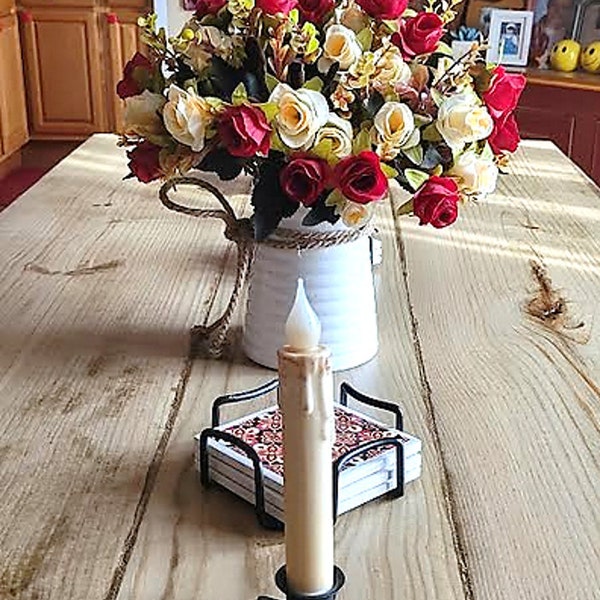 Rustic Candle, Taper Cream Candle, Candle With Timer, Batteries, and ...