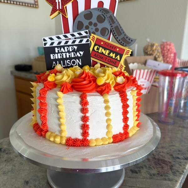 Custom Movie Theater Cake Topper, Movie Night Birthday, Movie Party ...
