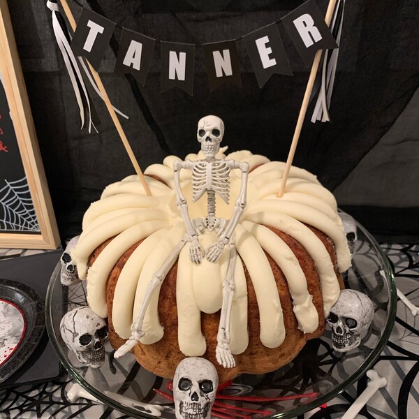 Black & White Cake Topper Birthday - Custom Name Cake Topper Banner ...