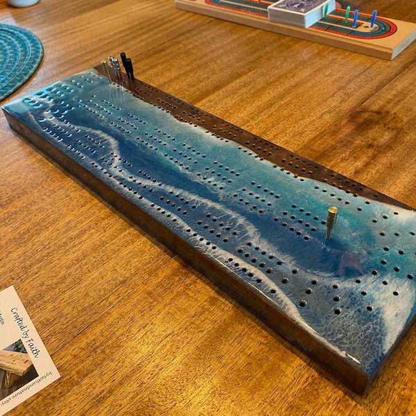 Epoxy Resin Ocean Theme Walnut Cribbage Board - Etsy