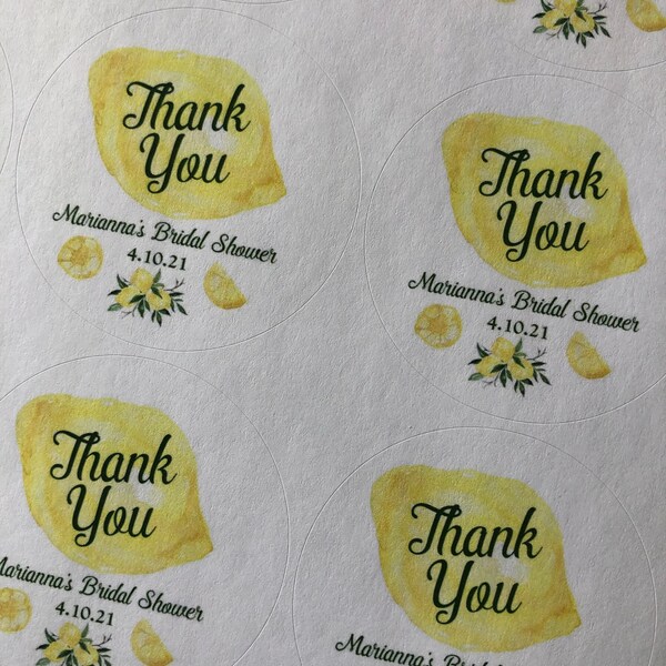 Lemon Thank You Stickers, Lemon Stickers, Lemon Bridal Shower Stickers ...