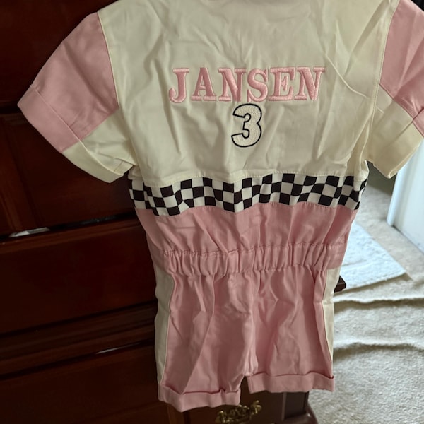 Personalized Pink Racer Long/shorts Jumpsuit*racer Fast One Birthday ...