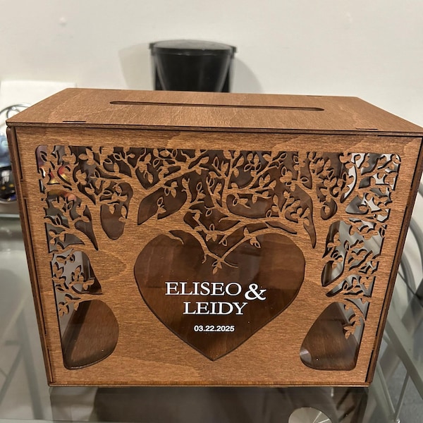 Wedding Card Box, Family Tree Card Box With Slot for Wedding, Rustic ...