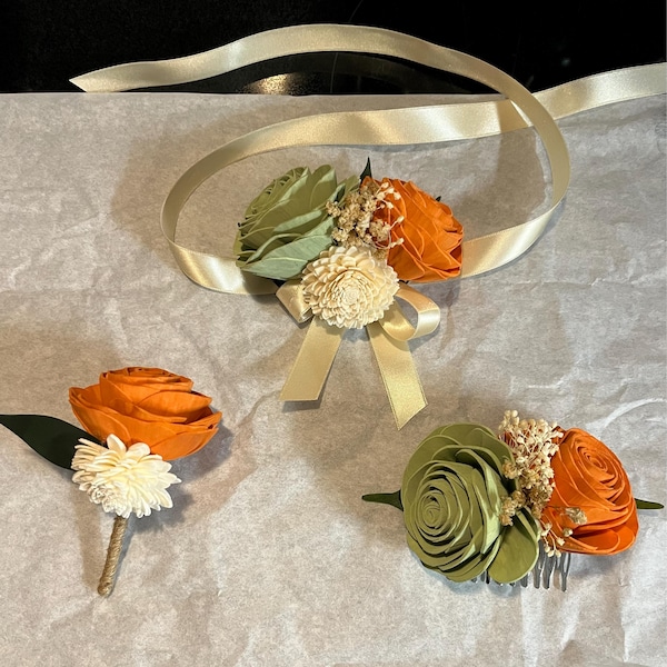 Wedding Bouquet, Bridal Bouquet, Sola Flower, Wedding Flower, Wooden ...