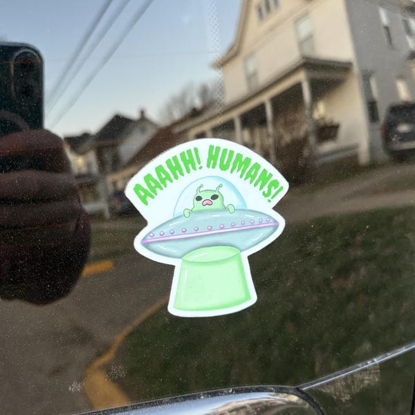Kawaii Hand Drawn Cute Alien Waterproof Die Cut Vinyl Sticker - Aliens ...