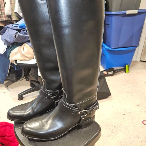 Boot Straps, Leather BLACK Cowboy Boots Harness, Biker Bootstraps With ...