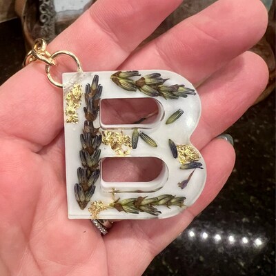 Lavender Keychain With Tassel Floral Keychain Letter Keychain ...