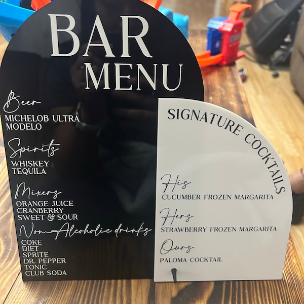 Bar Menu Acrylic Sign, Acrylic Bar Menu, Custom Drink Menu, Bar Menu ...