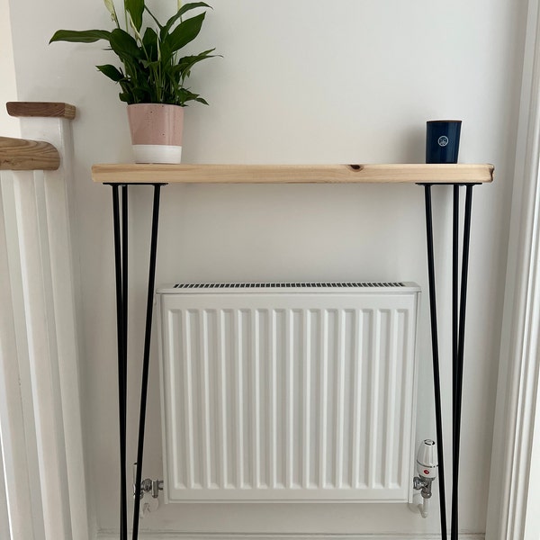 Narrow Console Table With Hairpin Legs, Wooden Rustic Hallway Table ...