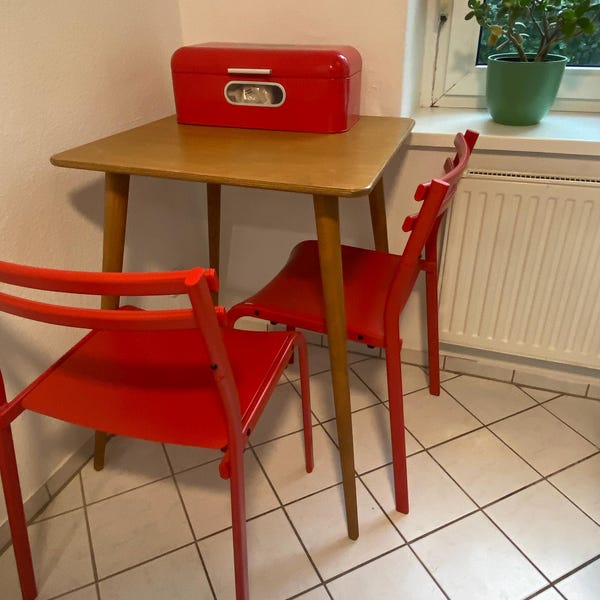 Space Saving Rectangle Narrow Small Dining Table Set, Walnut Wooden ...