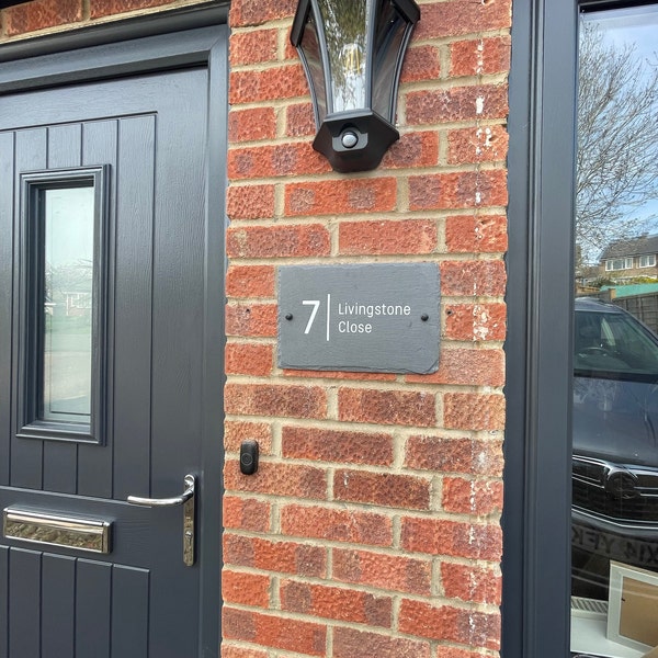 House Numbers, Rustic Slate House Number, Slate Gate Sign Engraved ...