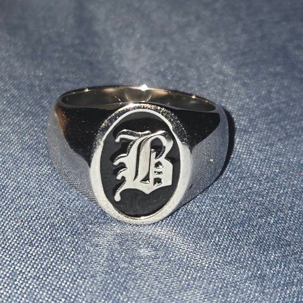 Custom Initial Sterling Silver Signet Ring | Vintage Monogram Ring for ...