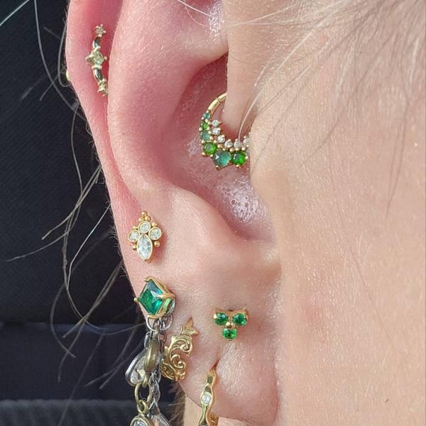 14K Solid Gold Moss Agate Belly Ring Piercing, Gold Moss Agate Belly ...