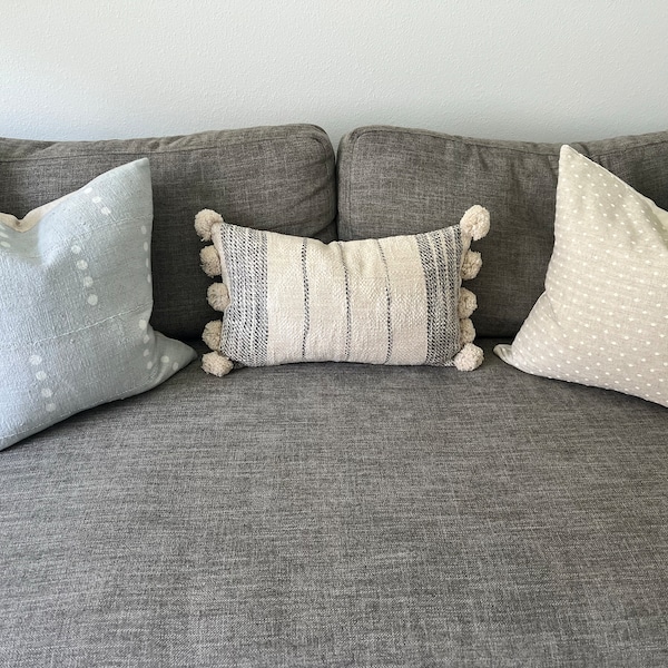 Neutral Boho Pillow Set | Beige Sofa Pillow Set | White Mud Cloth ...