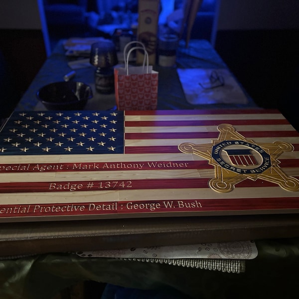 Secret Service Rustic American Wood Flag. - Etsy